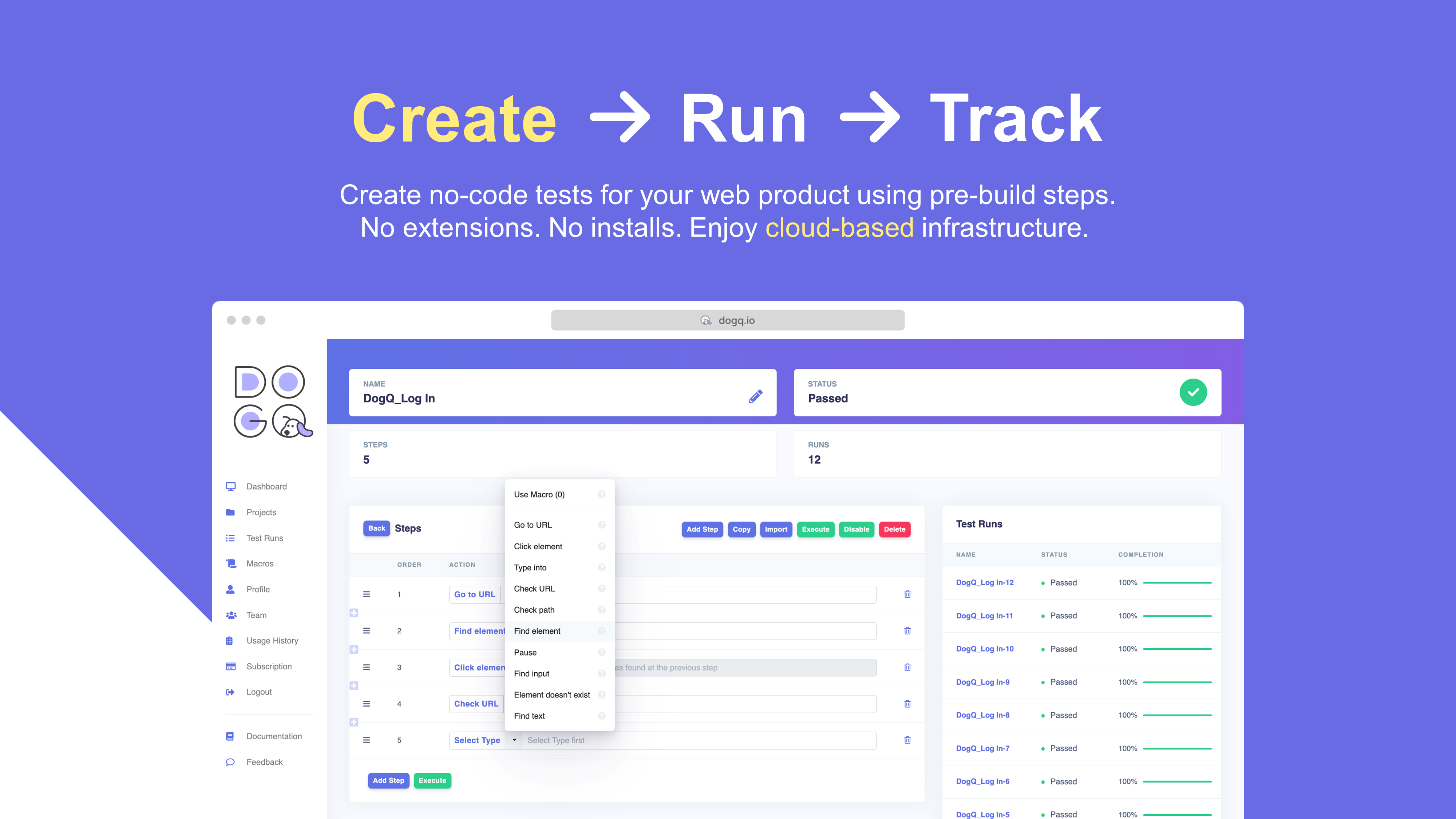 Codeless Web Testing | DogQ Codeless Web Testing | DogQ